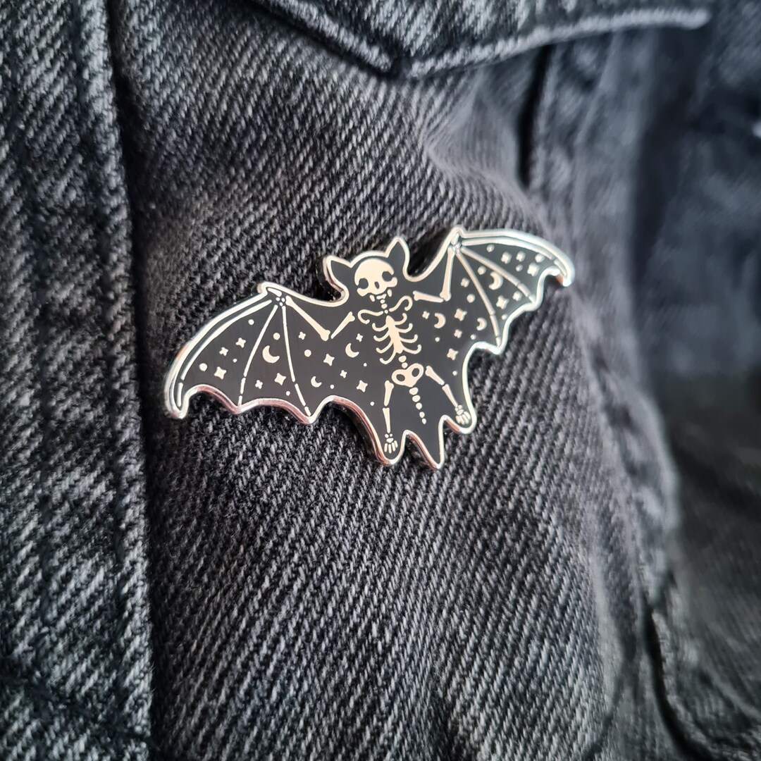 Silver Plated Bat Hard Enamel Pin - Etsy