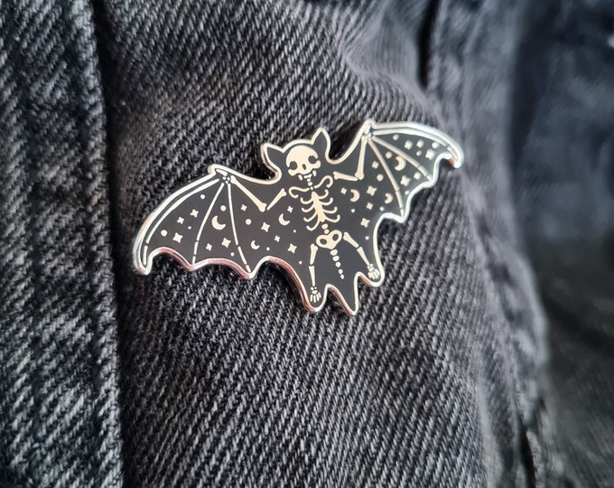 Silver Plated Bat Hard Enamel Pin - Etsy