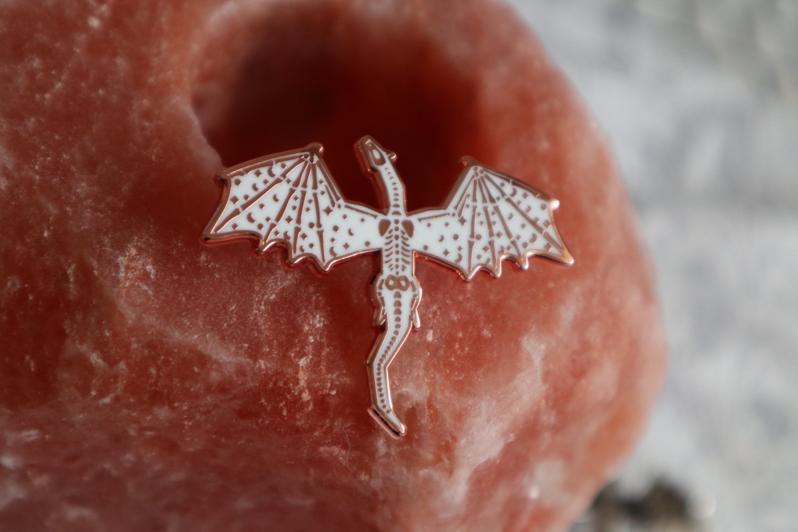 Glow in the Dark Rose Gold Dragon Skeleton Enamel Pin 1.75 - Etsy