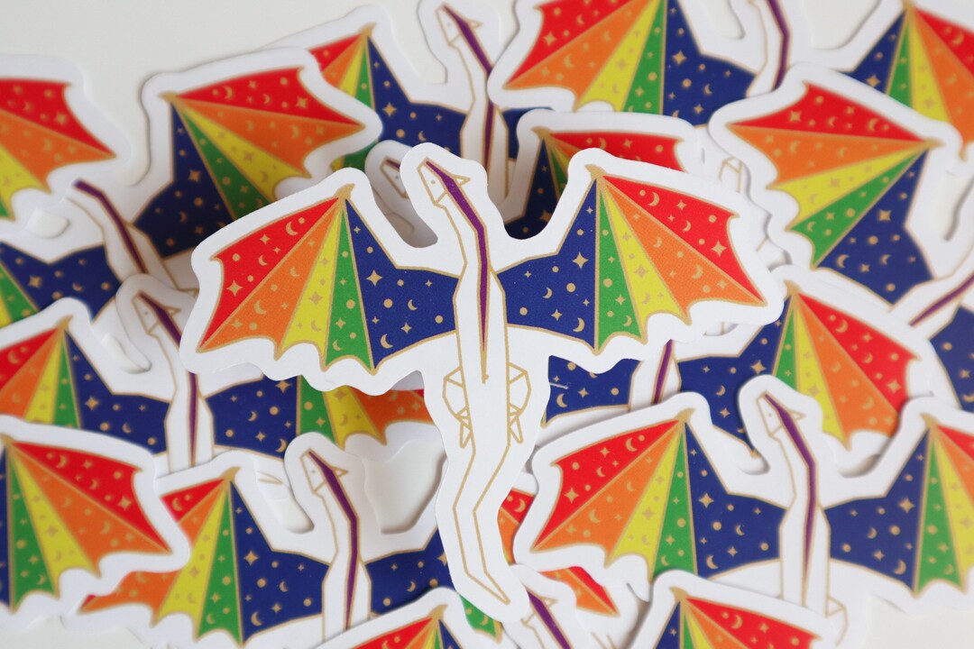Rainbow Dragon Gloss Sticker | Die Cut Sticker | Cute Stickers - Etsy