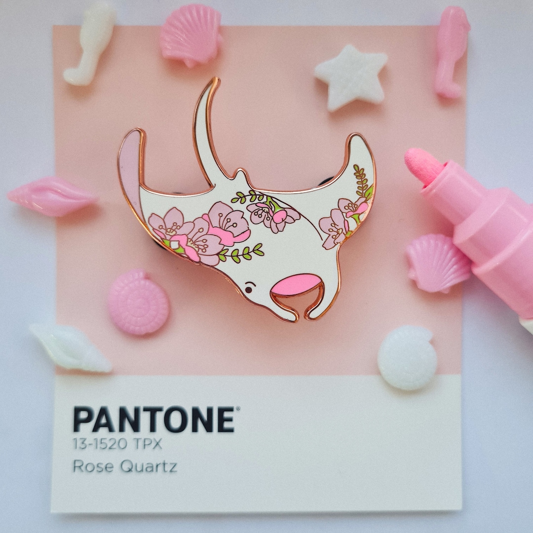 Pink Blossom Manta Ray Hard Enamel Pins | Rays | Manta Ray | Hard ...