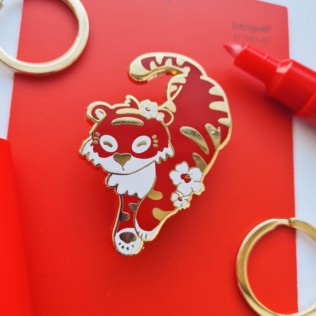 Red Chinese Tiger Hard Enamel Pins | Tigers | Hard Enamel Pins - Etsy