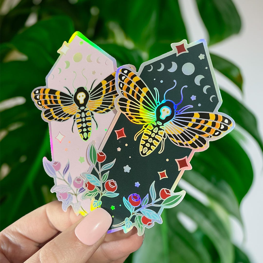 Holographic Deaths Head Hawk Moth Gloss Sticker | Die Cut Sticker ...