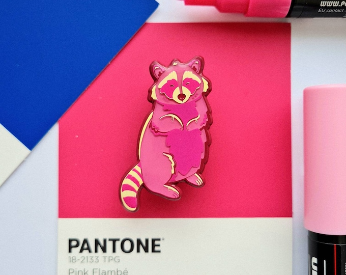 Pink Raccoon Enamel Pin L Raccoon L Raccoon Pin L Enamel Pin L - Etsy