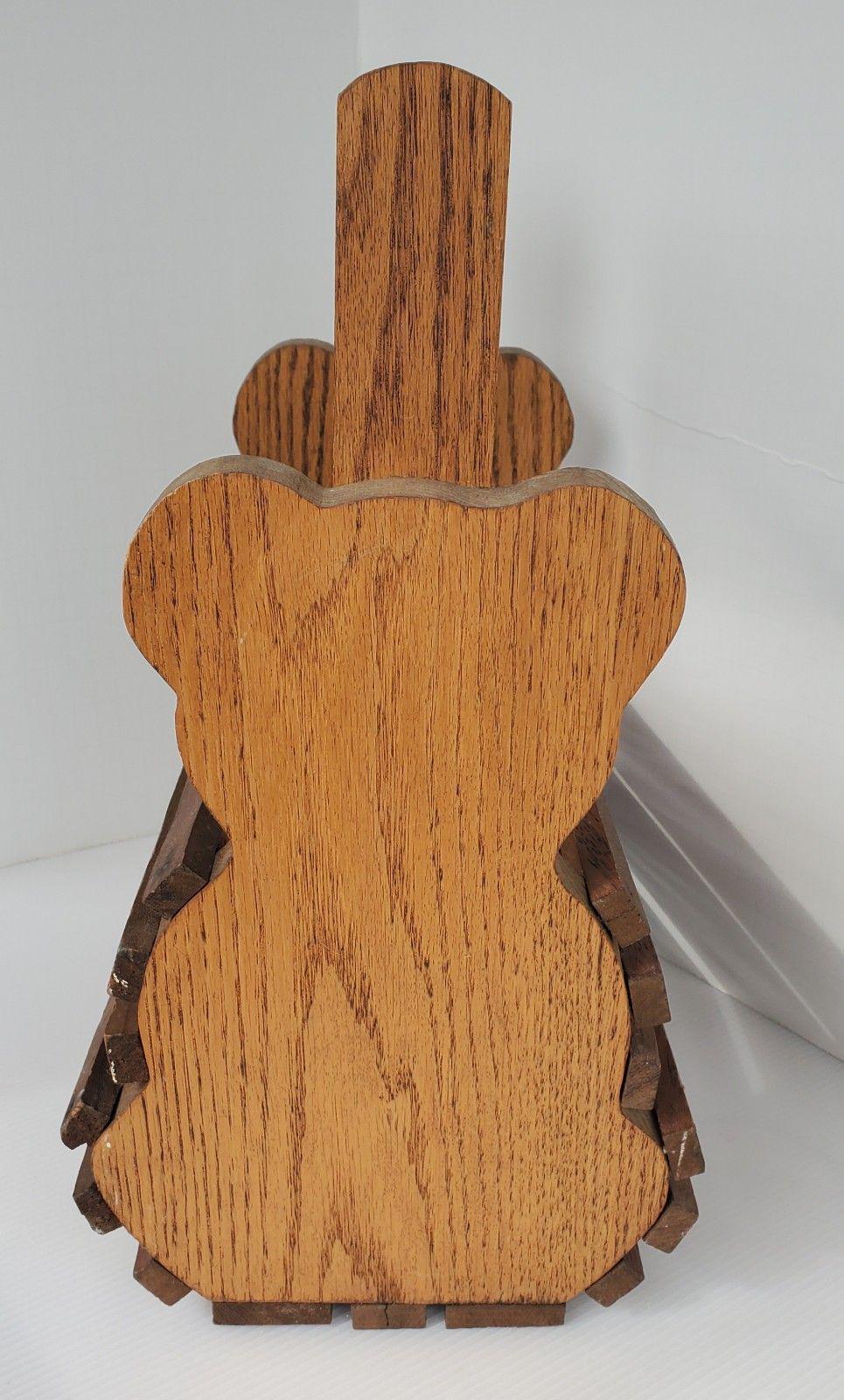VTG Wood Basket Teddy Bear Book Holder Slat Storage Caddy Organizer ...