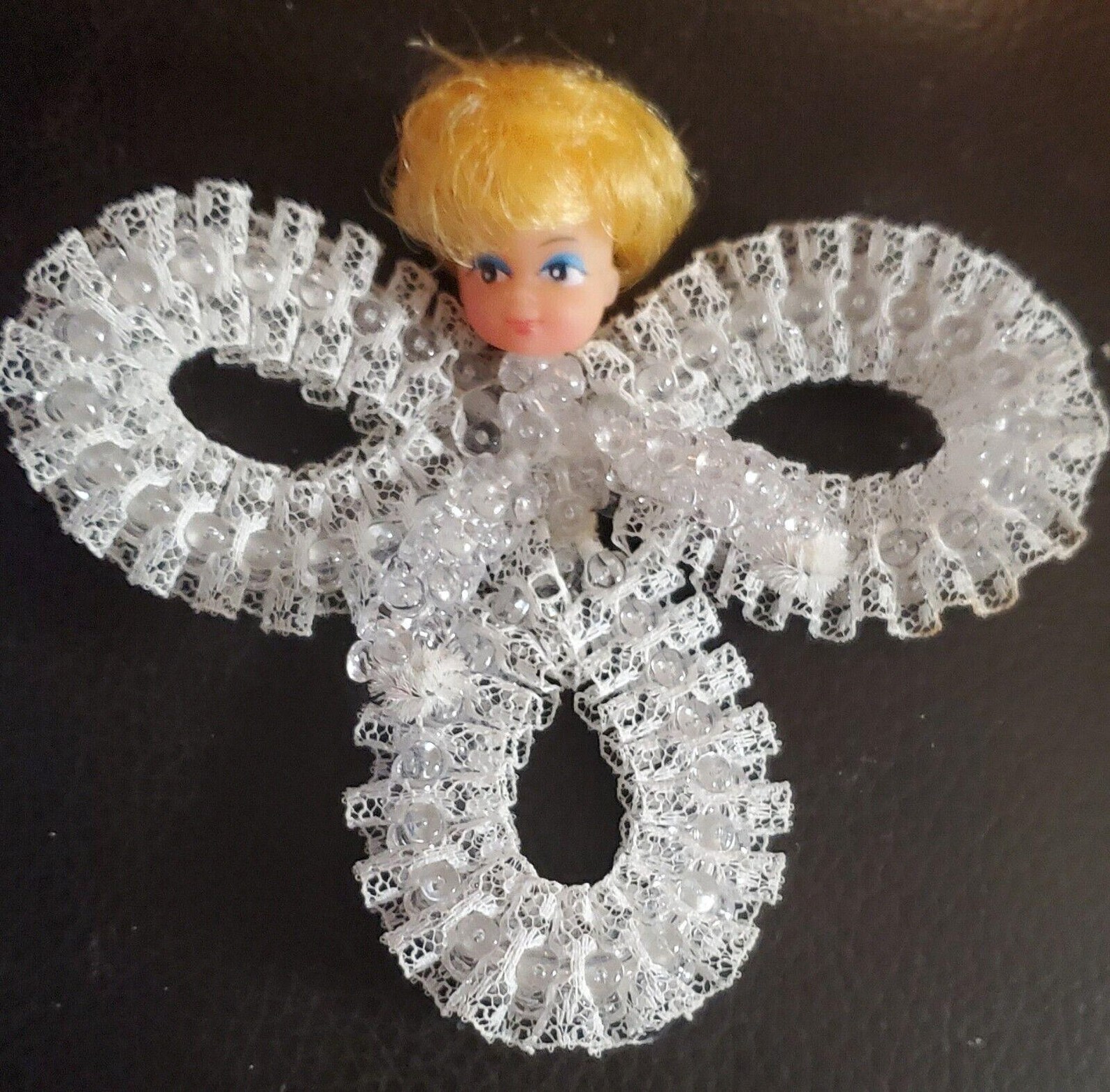 Vintage Handmade Beaded Pixie Angel Christmas Ornament 1960s 1970s 5 ...