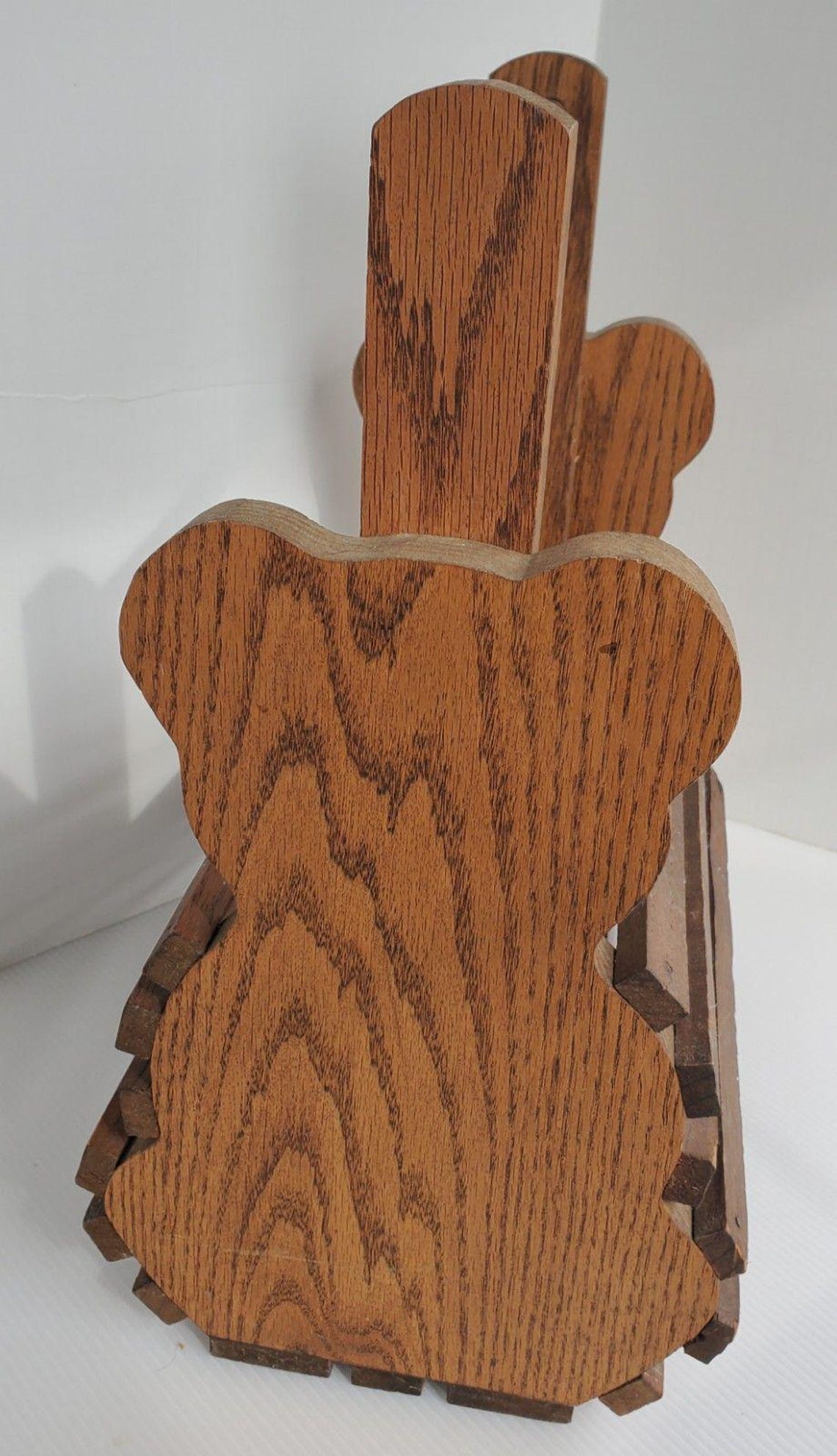 VTG Wood Basket Teddy Bear Book Holder Slat Storage Caddy Organizer ...
