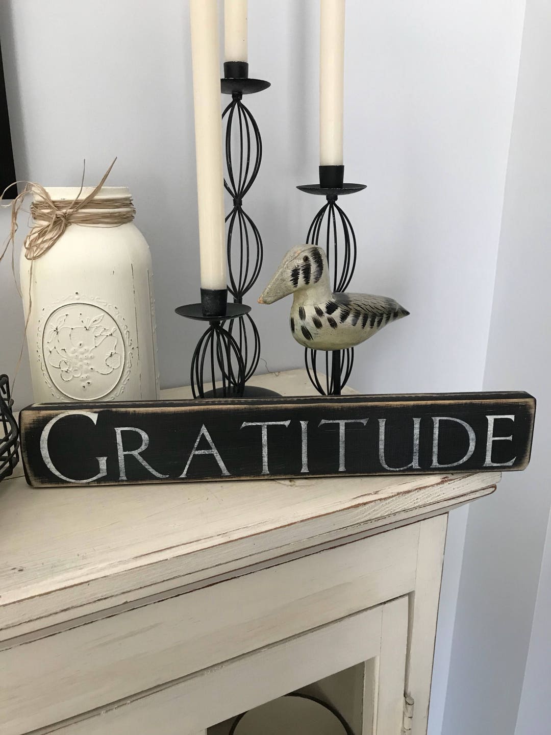 Distressed Wooden Sign - "gratitude" - Etsy