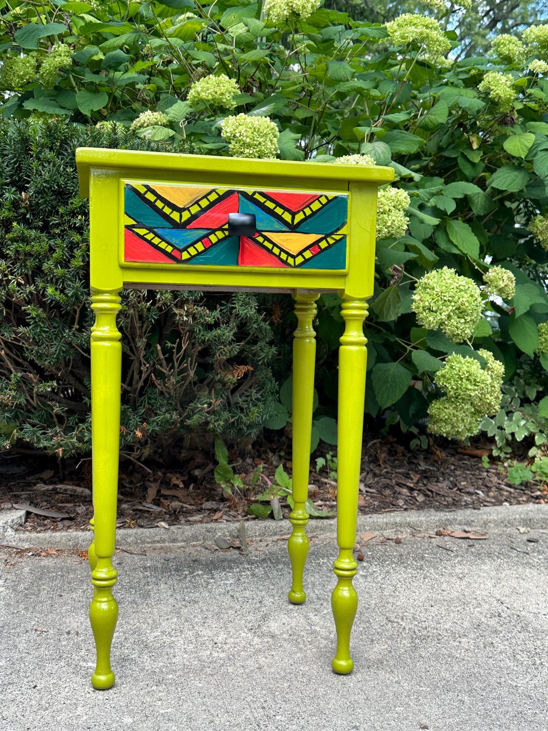 Hand Painted Antique Table Refinished Whitney Heirloom Lime Green ...