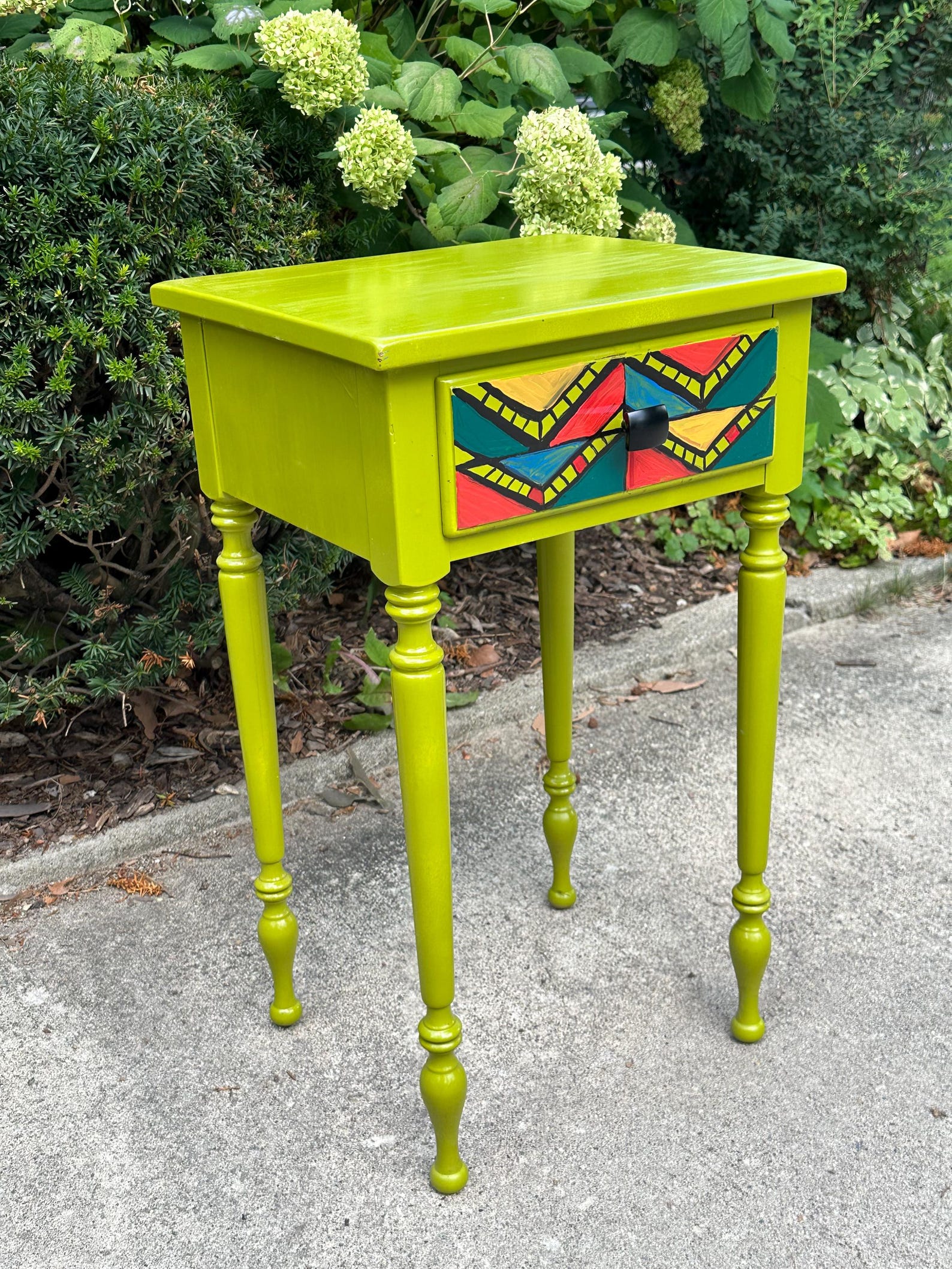 Hand Painted Antique Table Refinished Whitney Heirloom Lime Green ...