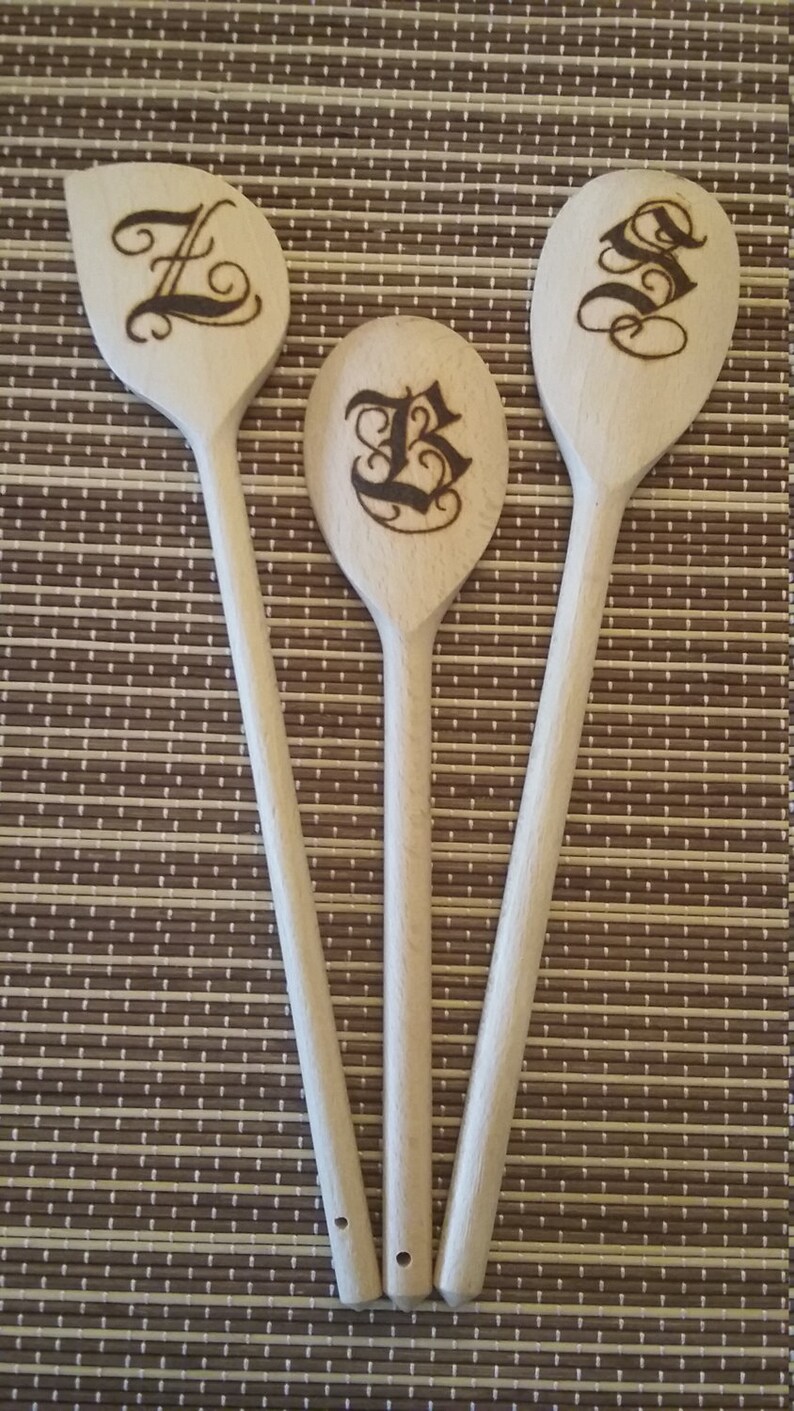 Hand engraved personalized wooden spoon with letters | Etsy
