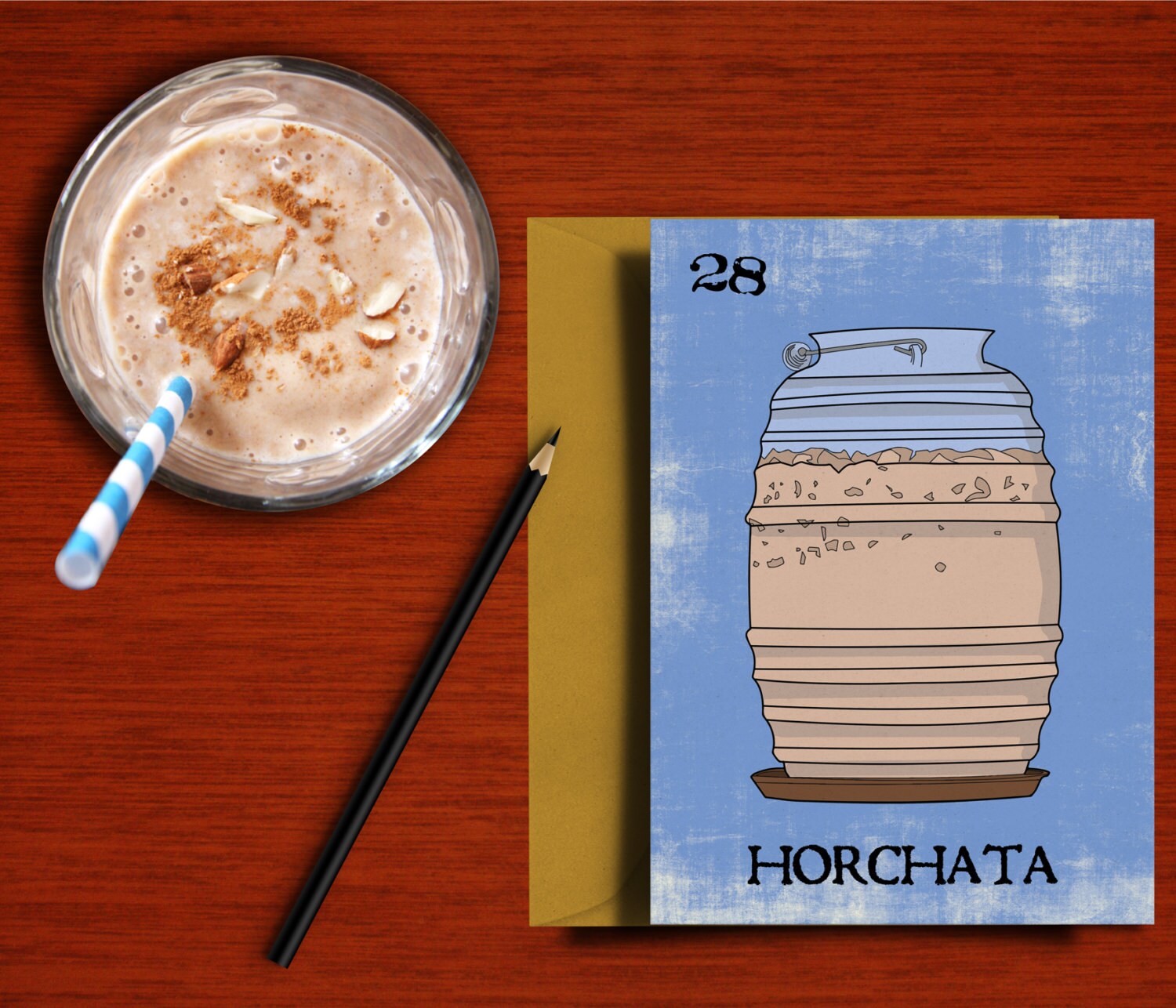 Horchata Loteria Greeting Card 5x7 Blank Cardhandmade - Etsy Singapore
