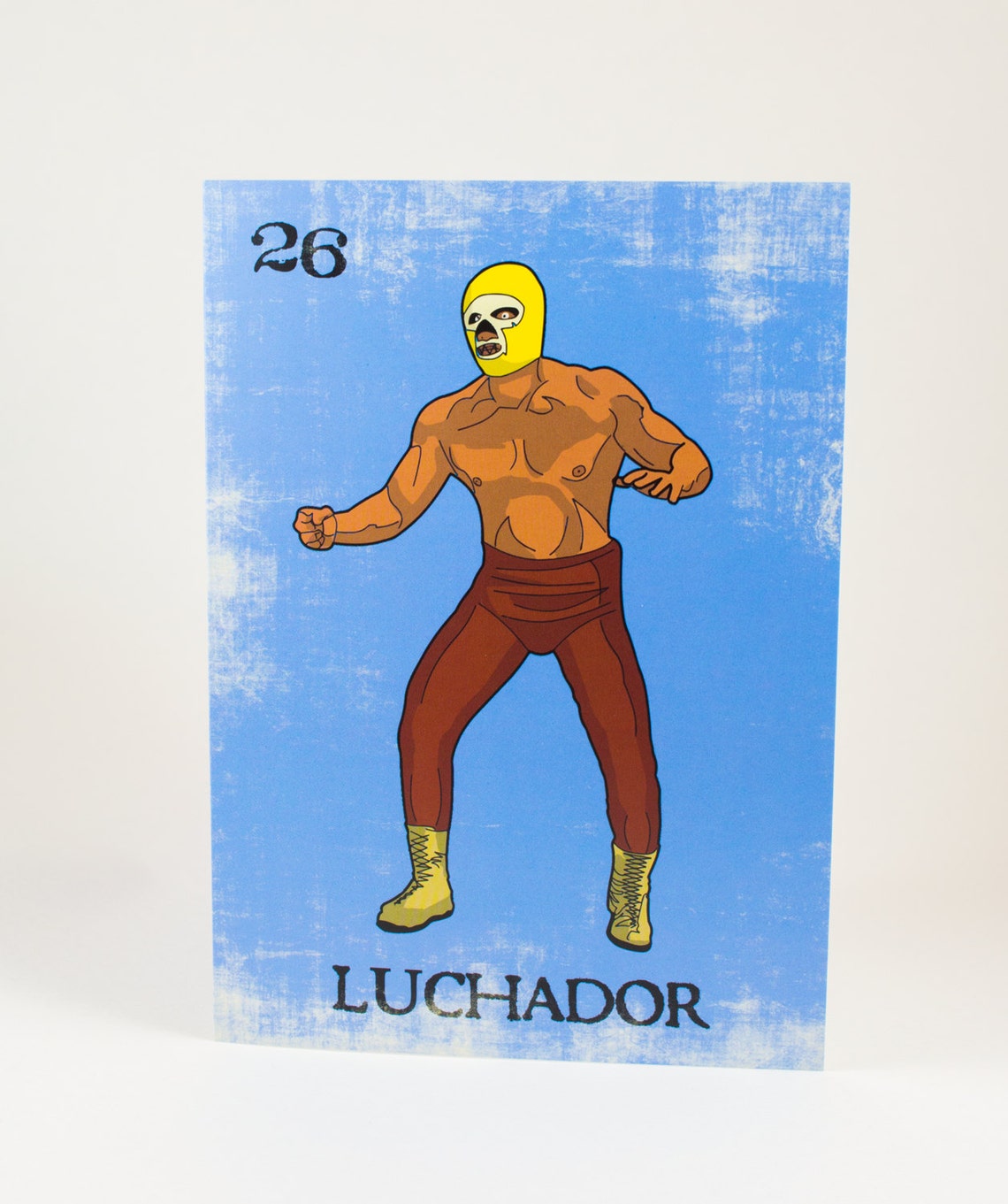 Luchador Loteria Greeting Card 5x7 Blank Cardhandmade | Etsy