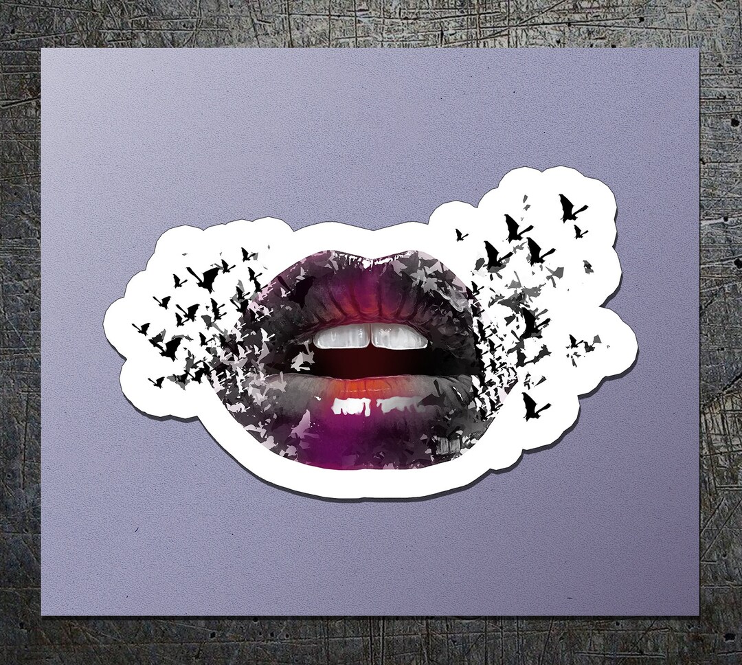 Bat Lips Vinyl Sticker Vinyl, ,free Shipping, Stickers,lips, Goth Girl ...