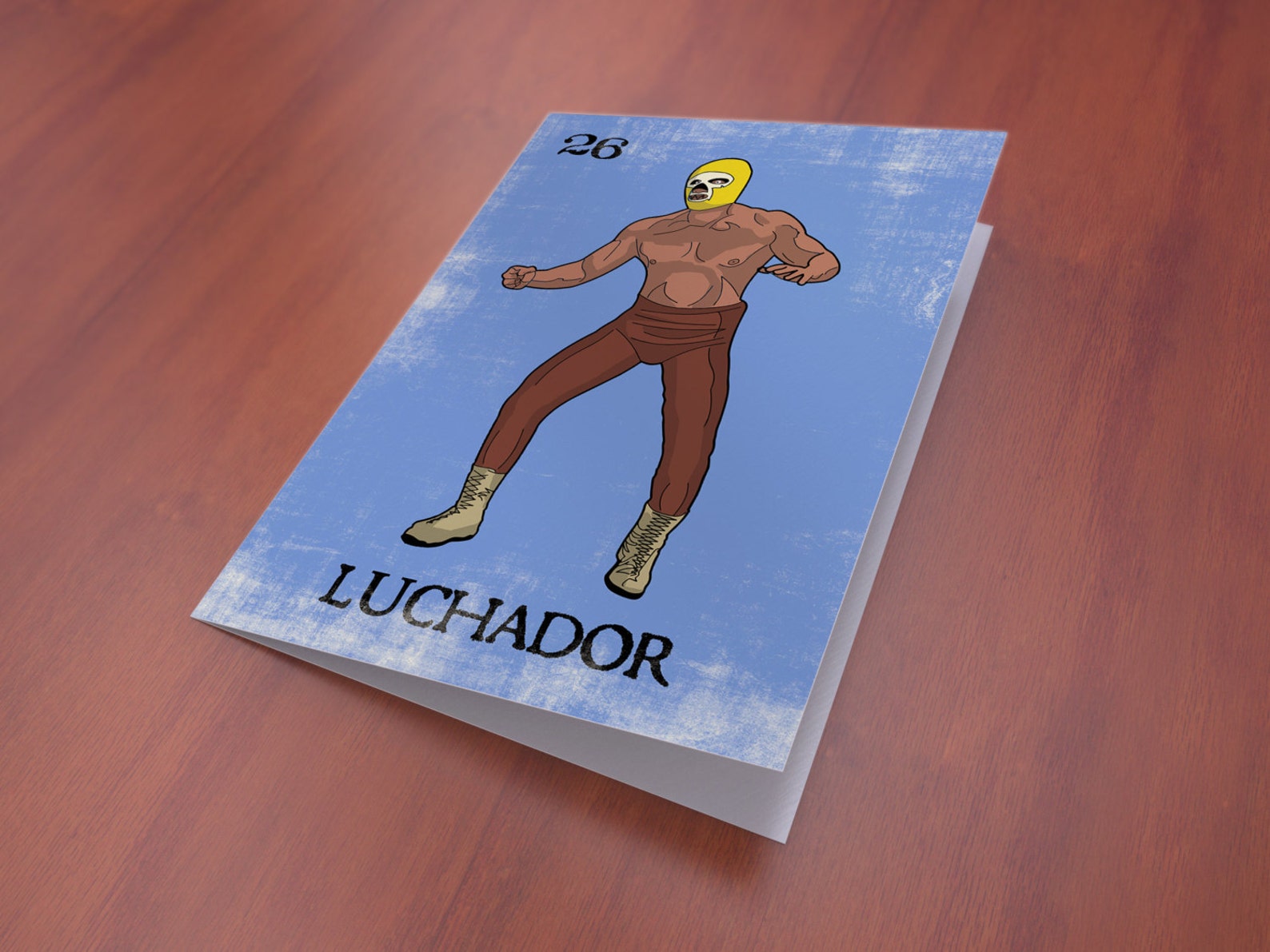 Luchador Loteria Greeting Card 5x7 Blank Cardhandmade - Etsy