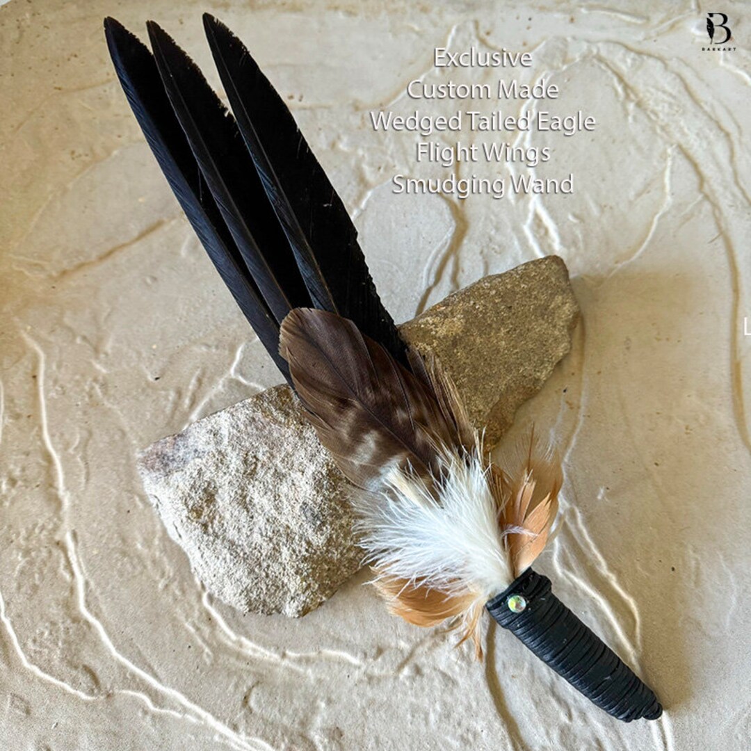EXCLUSIVE Wedged Tailed Eagle LEFT WING Wand Smudge Fan, Prayer, Boho ...