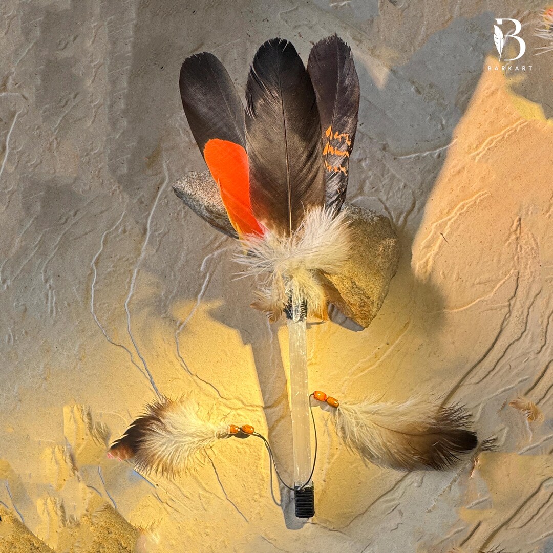 QUARTZ SMUDGE FAN Genuine Eagle and Black Cockatoo-feather Smudging ...