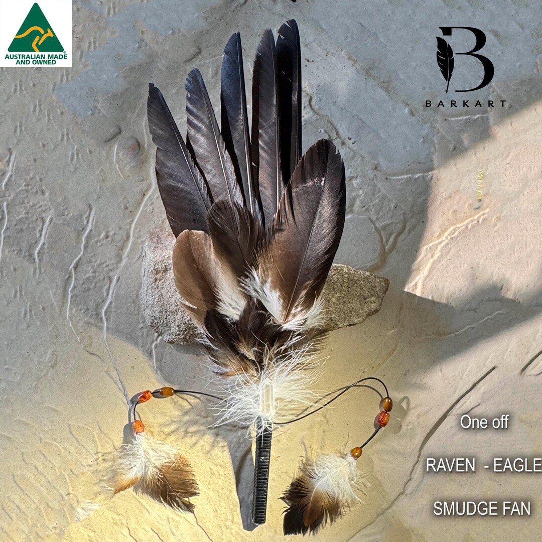 Raven & Eagle Feather Smudge Fan – Quartz Crystal Prayer Wand - Etsy