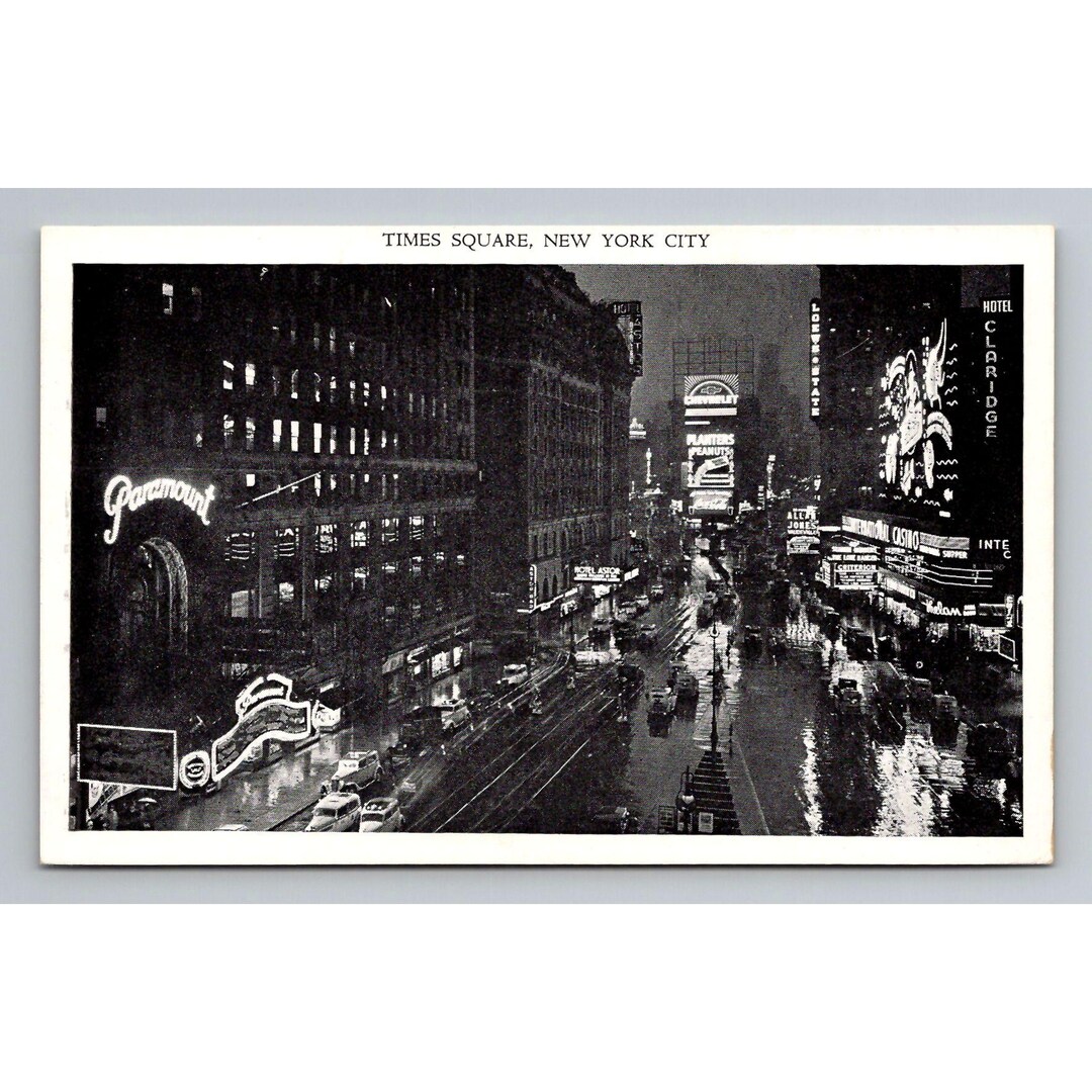 Vintage Times Square New York City Night Scene Postcard by Ewing ...