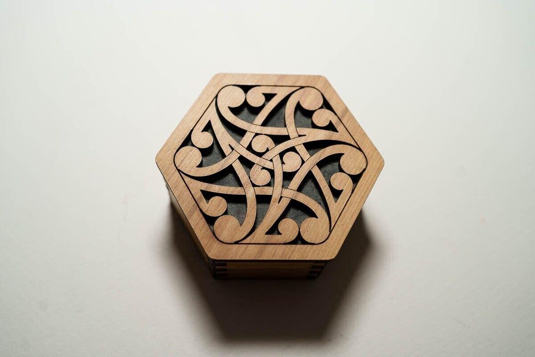 Recycled Rimu Wood Hexagon Box: New Zealand Maori Koru Design - Etsy