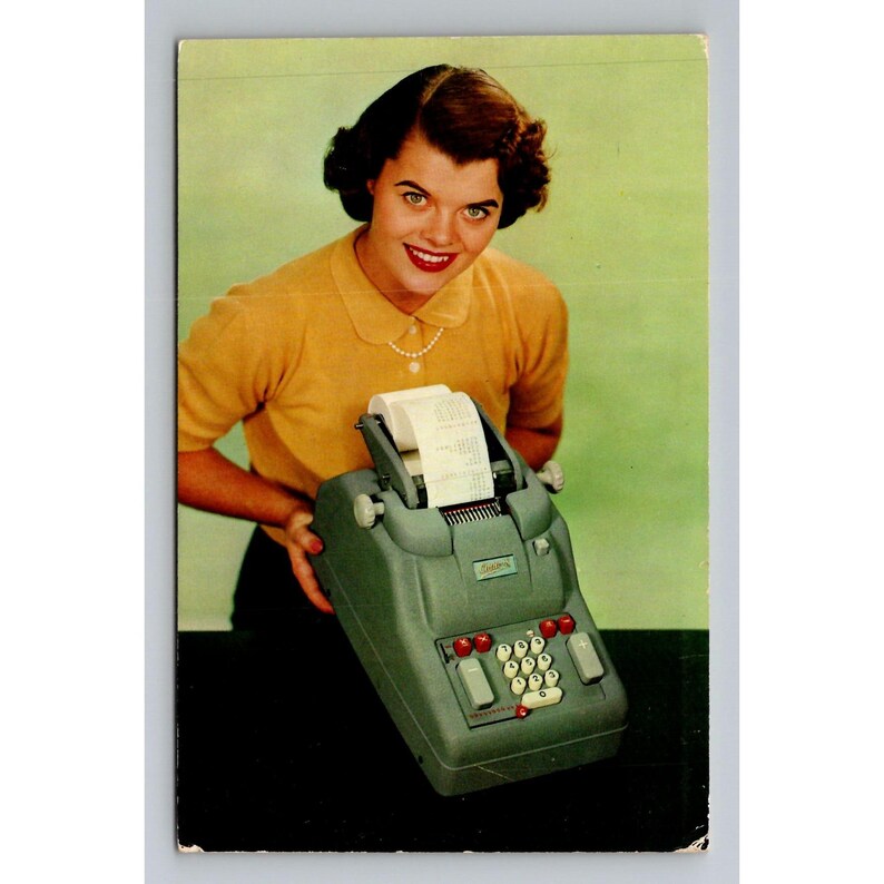 Vintage Addo-x Plus SML Adding Machine Calculator Advertising Postcard ...