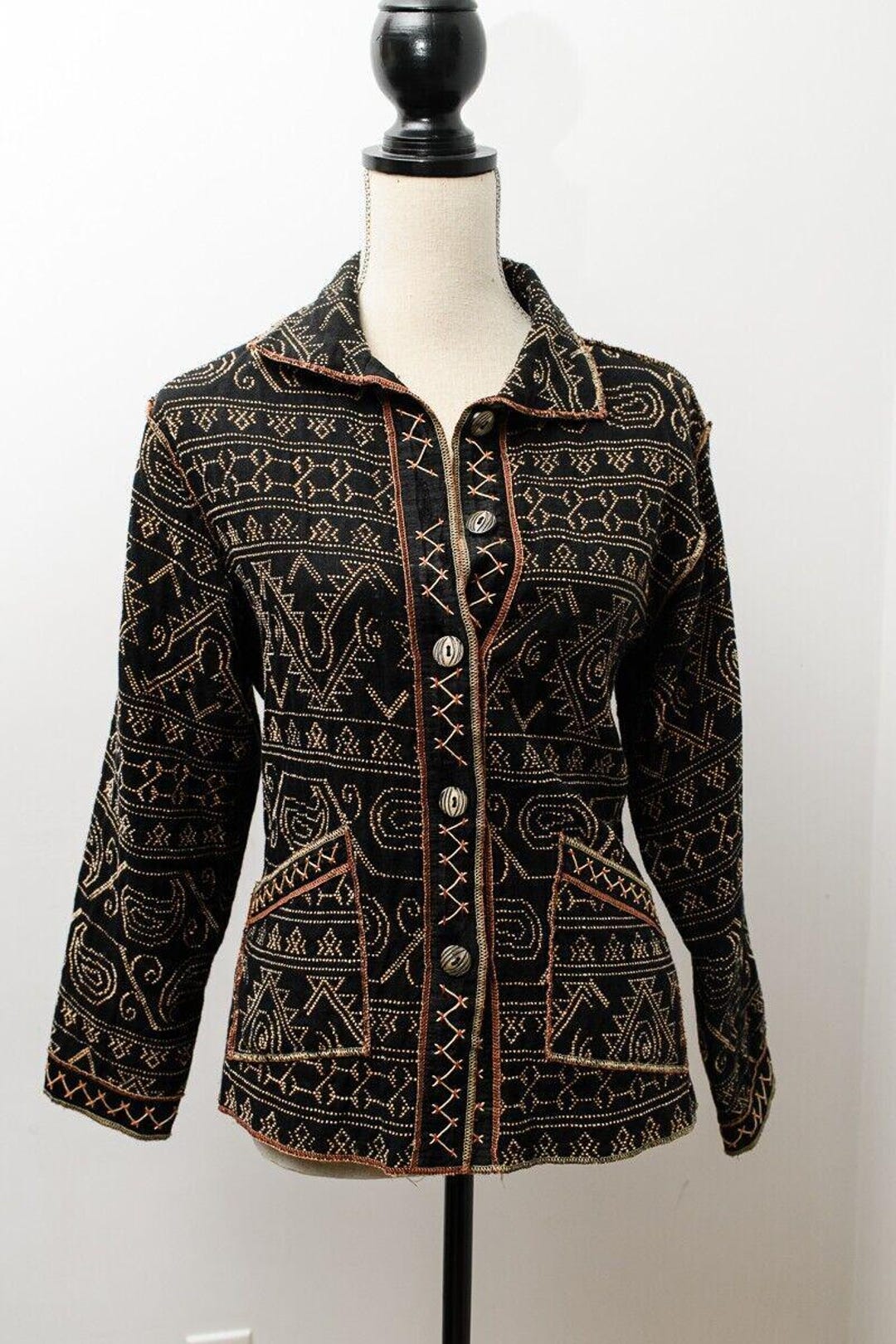 Vintage 90s Yak Magik Bohemian Reversible Southwest Blazer Jacket XS ...