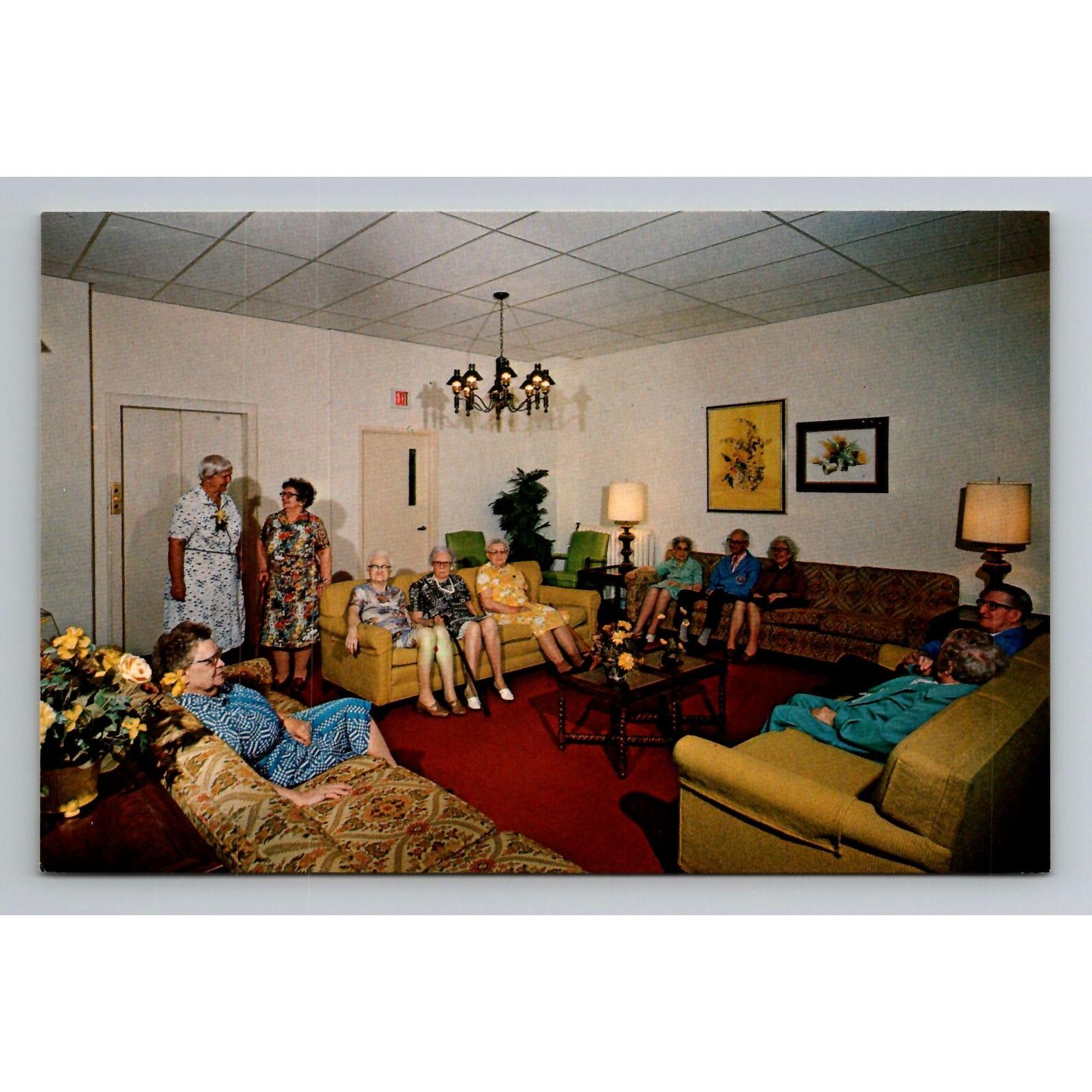 Vintage 1970s Postcard Masonic Home Burlington NJ People Interior ...