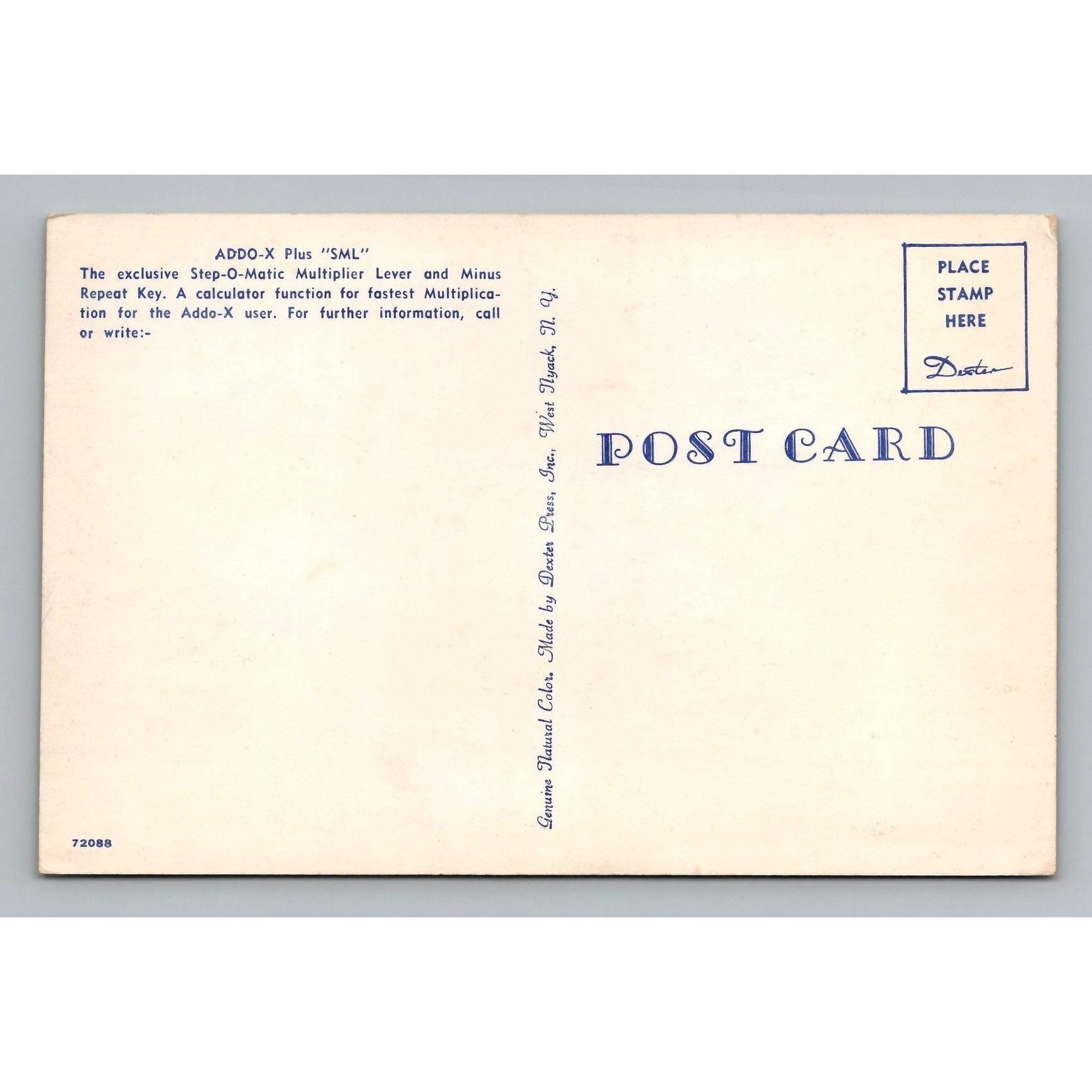 Vintage Addo-x Plus SML Adding Machine Calculator Advertising Postcard ...