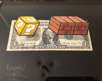 Unique Super Mario Bros Dollar Bill Art Including Transparent Acrylic ...
