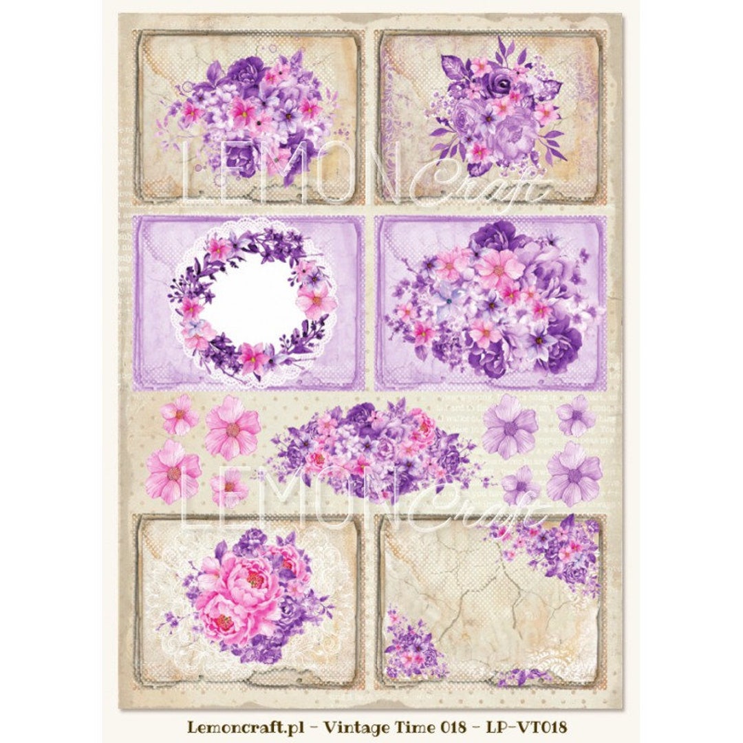 Lemoncraft Vintage Time 018 One-sided Scrapbook Image Paper Violet ...