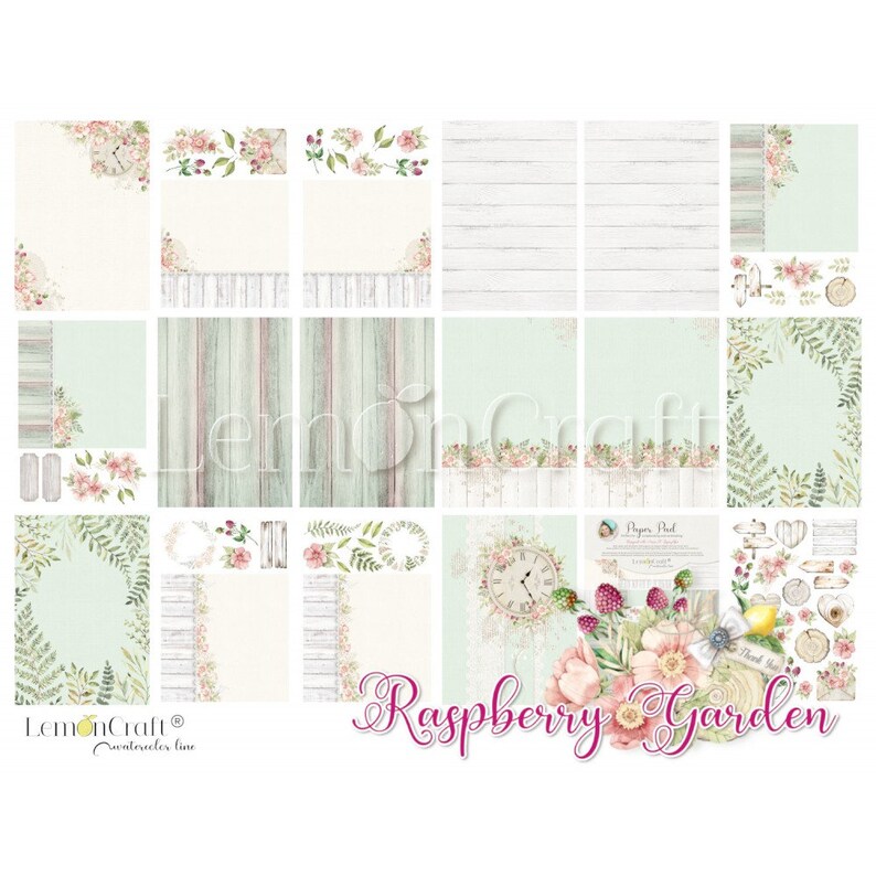 Lemoncraft Raspberry Garden Album Edition A4 Scrapbook Paper | Etsy