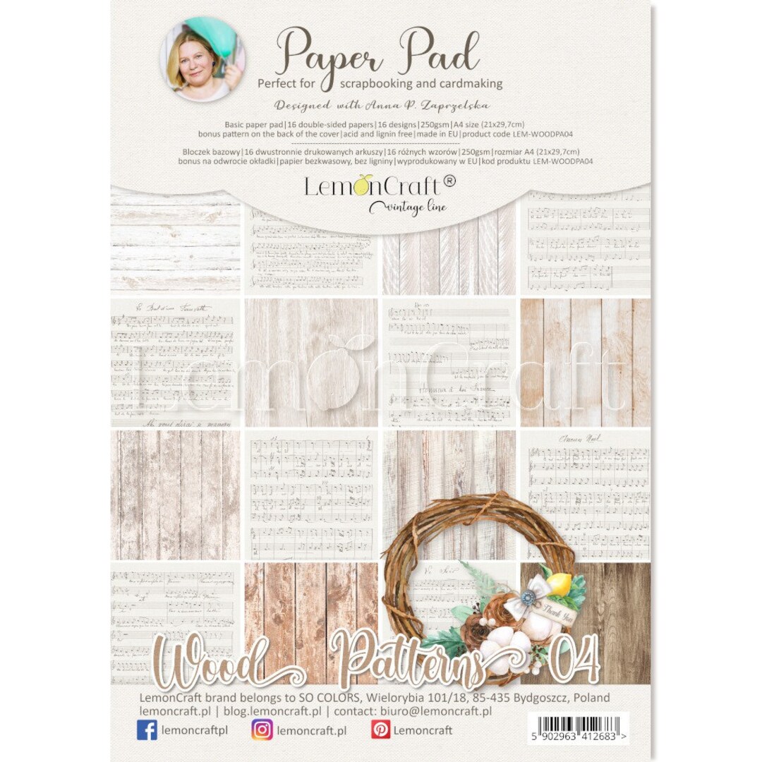 Lemoncraft Wood Patterns 4 A4 Scrapbook Paper Stack - Etsy