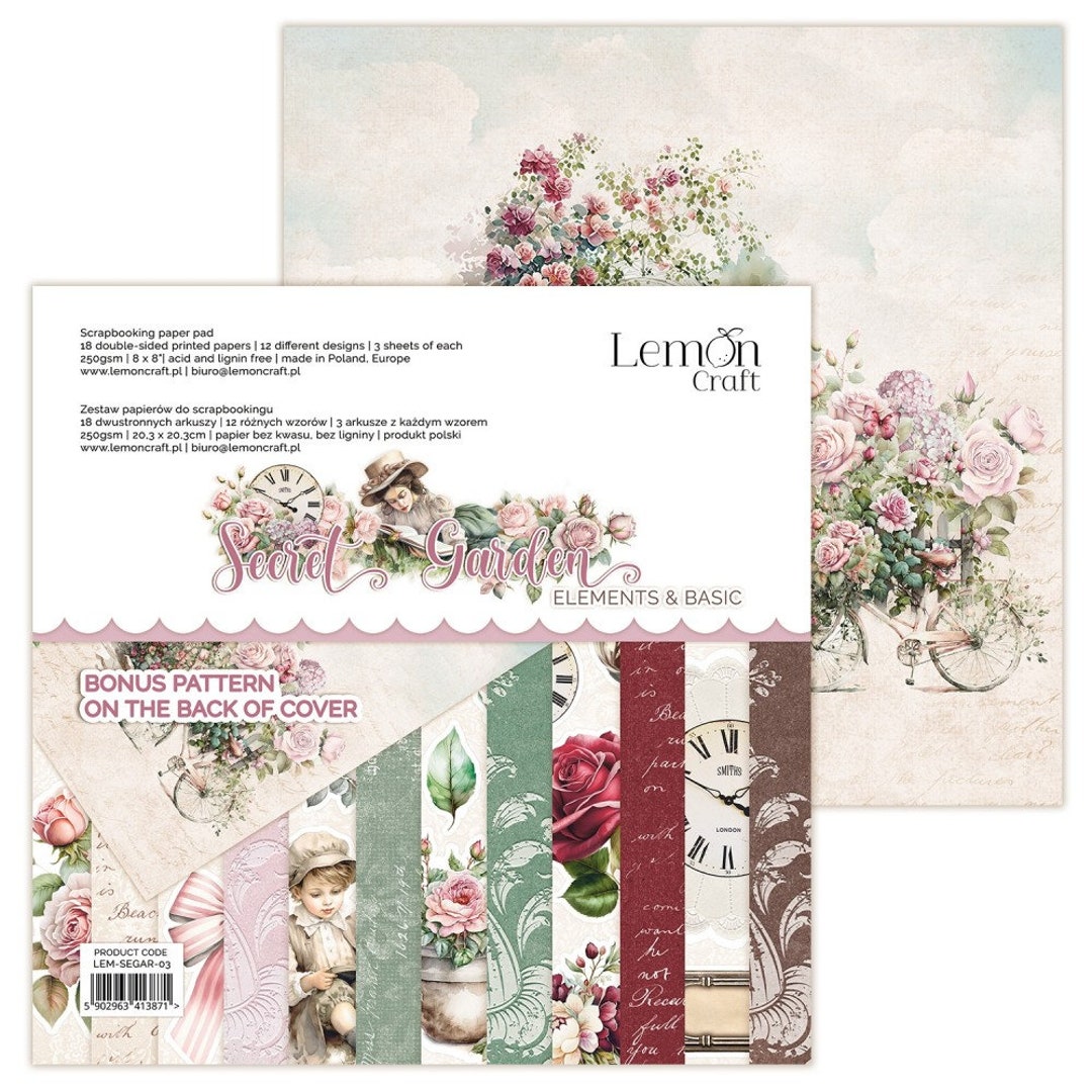 Lemoncraft Secret Garden Elements 8x8 Scrapbook Paper Stack - Etsy