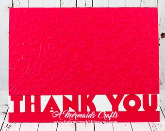 Handmade Embossed Thank You Greeting Card | Etsy
