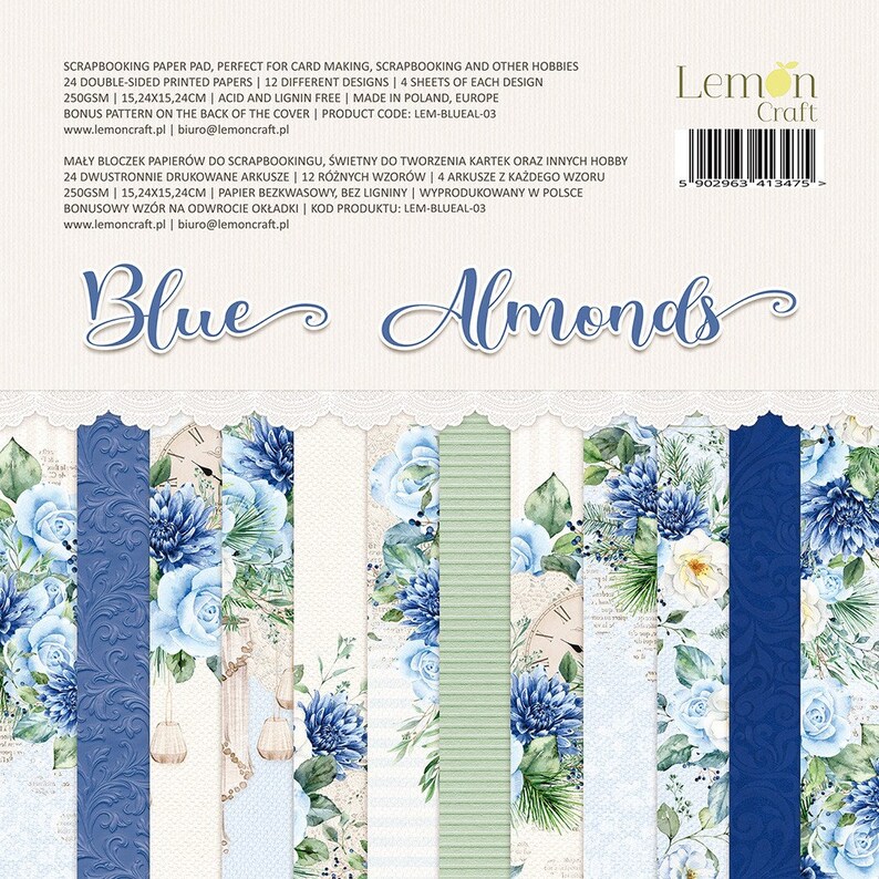 Lemoncraft Blue Almonds 6x6 Designer Scrapbook Paper - Etsy