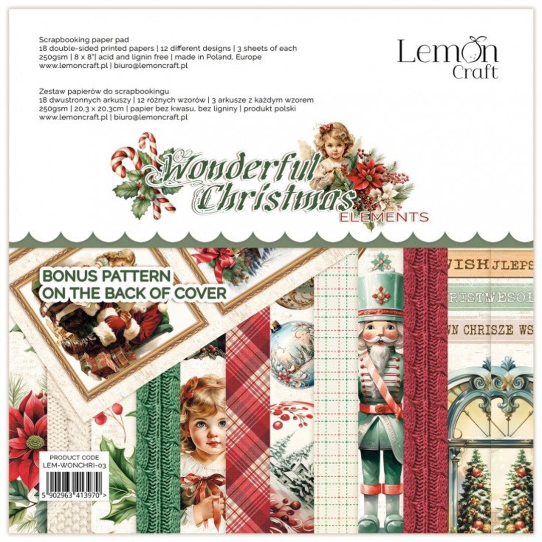Lemoncraft Wonderful Christmas Elements 8x8 Scrapbook Paper Stack - Etsy
