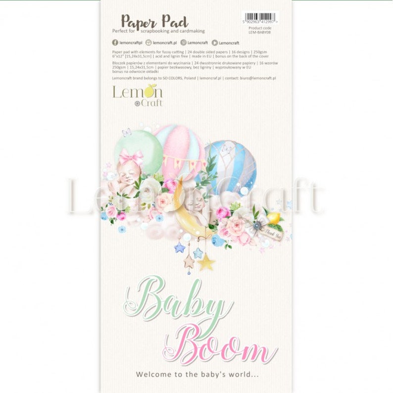 Lemoncraft Baby Boom 12x6 Scrapbook Paper With Elements for Fussy ...