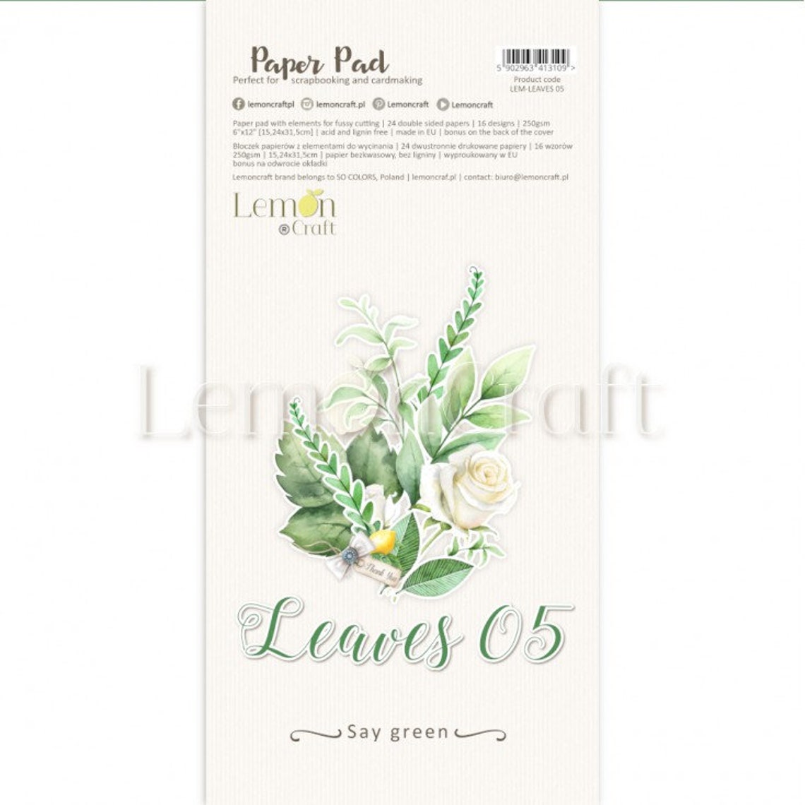 Lemoncraft Leaves 5 12x6 Scrapbook Paper With Elements for - Etsy