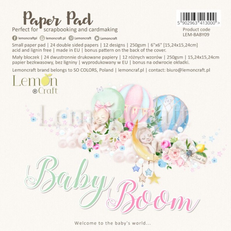 Lemoncraft Baby Boom 6x6 Designer Scrapbook Paper | Etsy