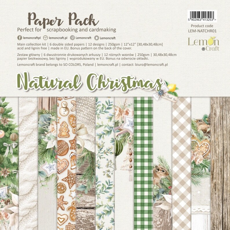 Lemoncraft Natural Christmas 12x12 Scrapbook Paper Stack - Etsy