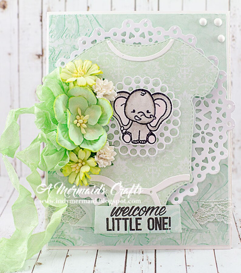 Welcome Little One Green Elephant Onsie New Baby Greeting Card - Etsy