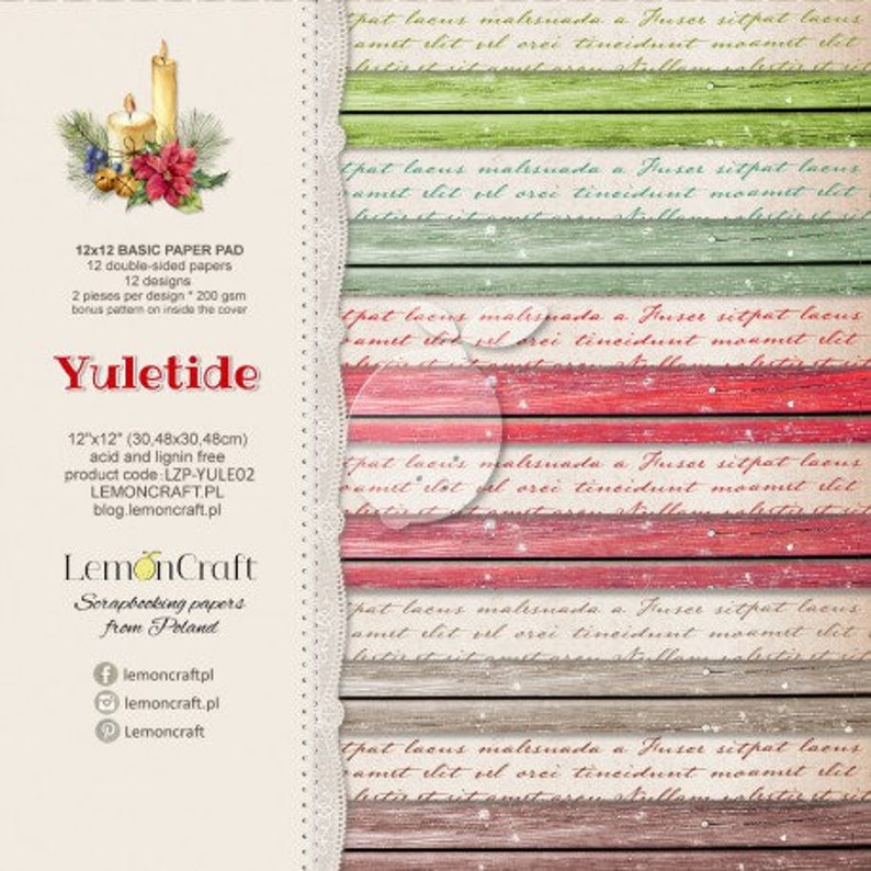 Lemoncraft Yuletide Basic 12x12 Scrapbook Paper Stack | Etsy
