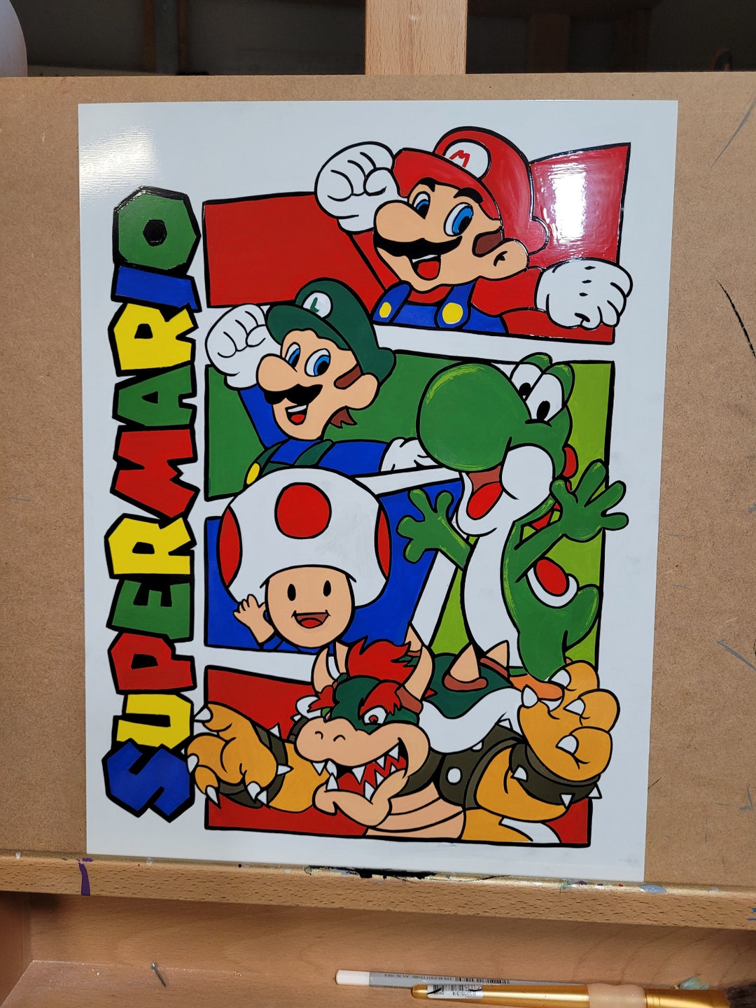 Mario and His Crew From Super Mario Metal Hand Painted Sign - Etsy