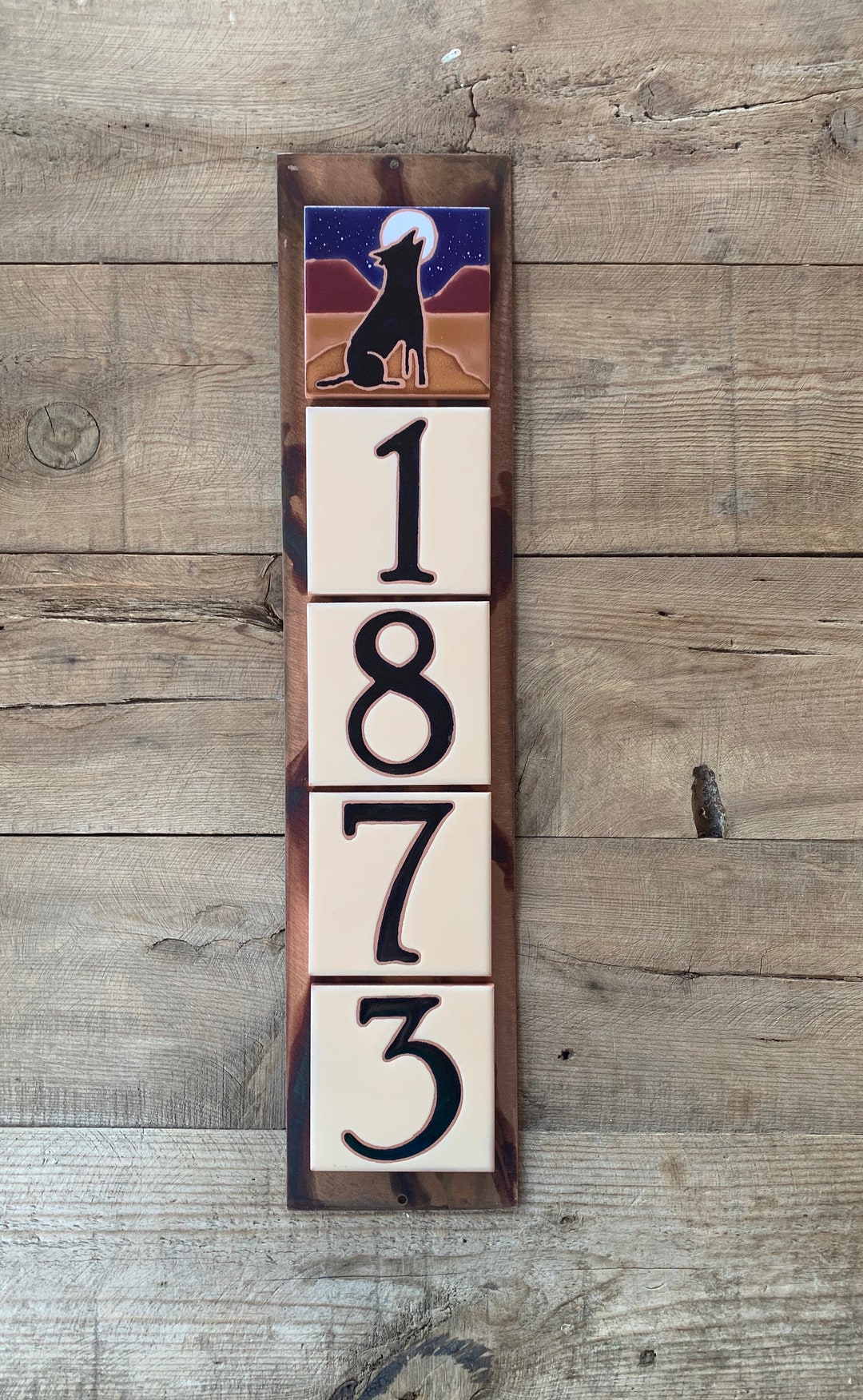 Custom 4 House Number Plaque, Vertical or Horizontal, Black Numbers on ...
