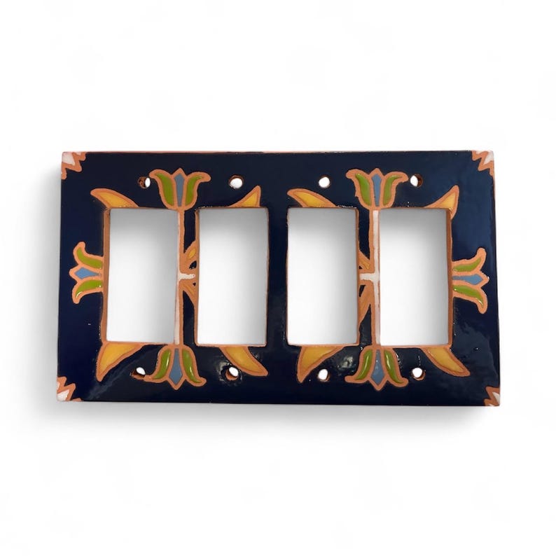 Light Switch Cover, Switch Plates, Spanish Flavor Blue Flower, Toggle ...