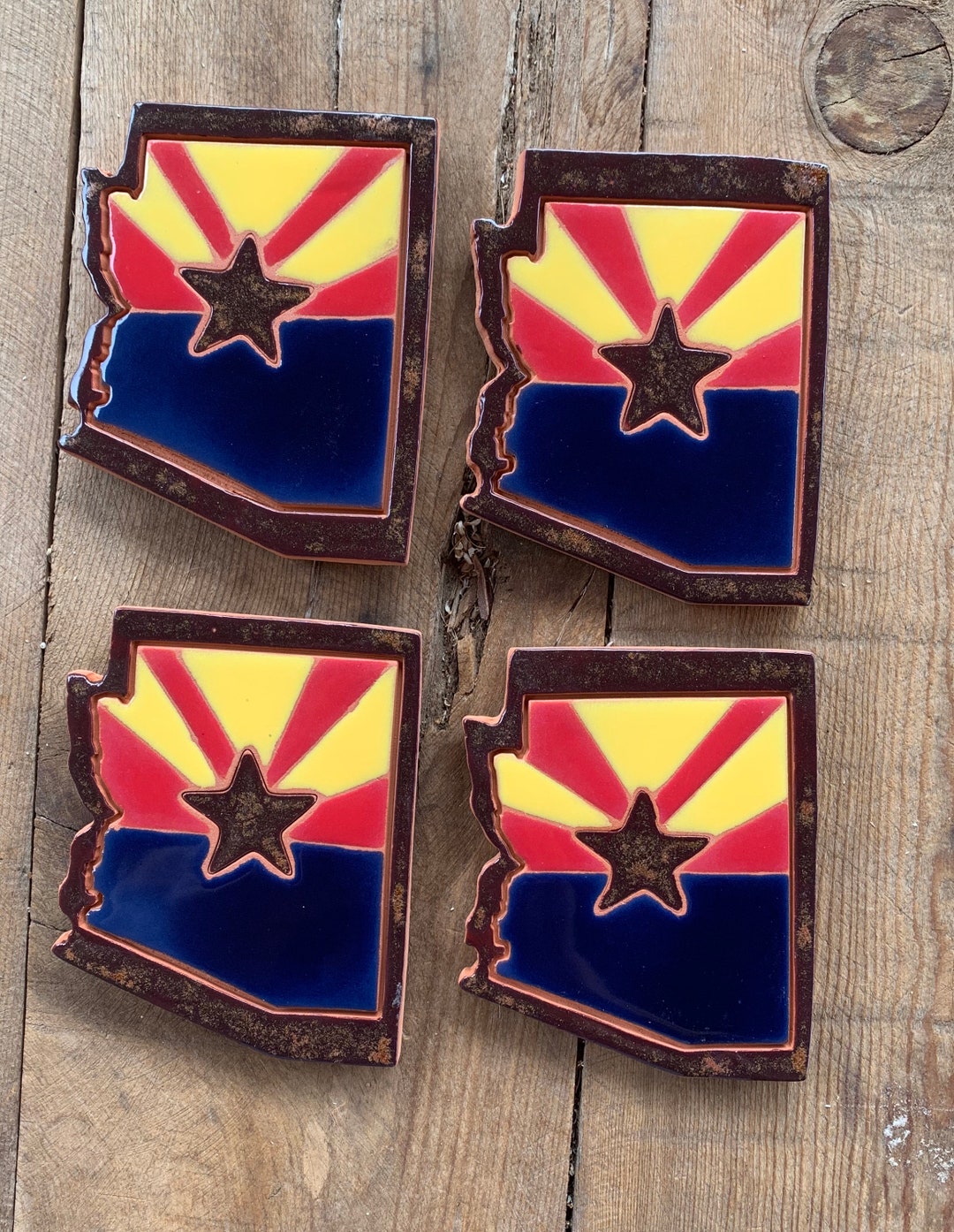 Arizona Flag, Copper State, Set of 4, Absorbent Coasters, Made in ...