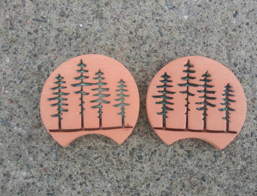 Trees, Peaceful Forest, Set of 2 Car Coasters - Etsy
