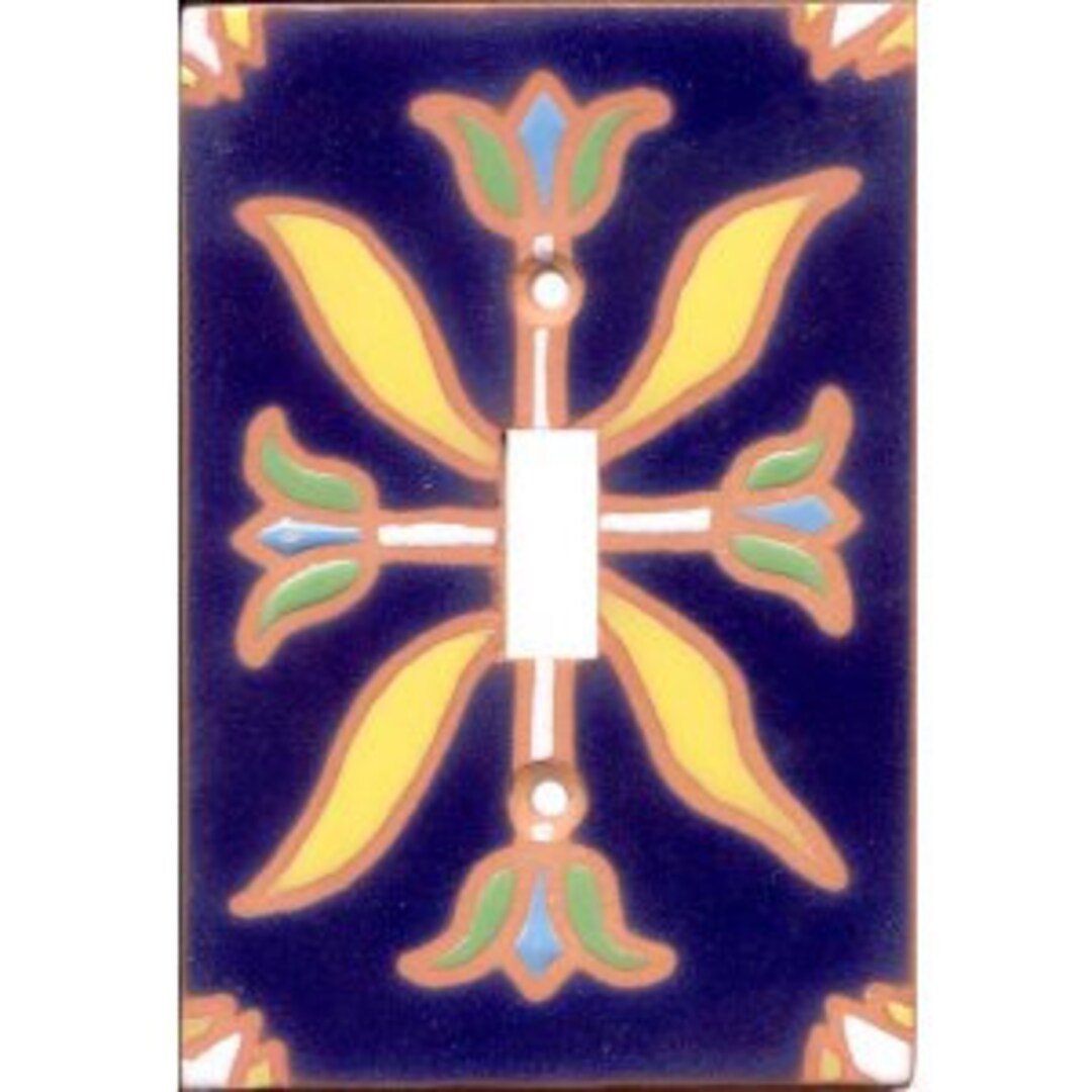 Light Switch Cover, Switch Plates, Spanish Flavor Blue Flower, Toggle ...