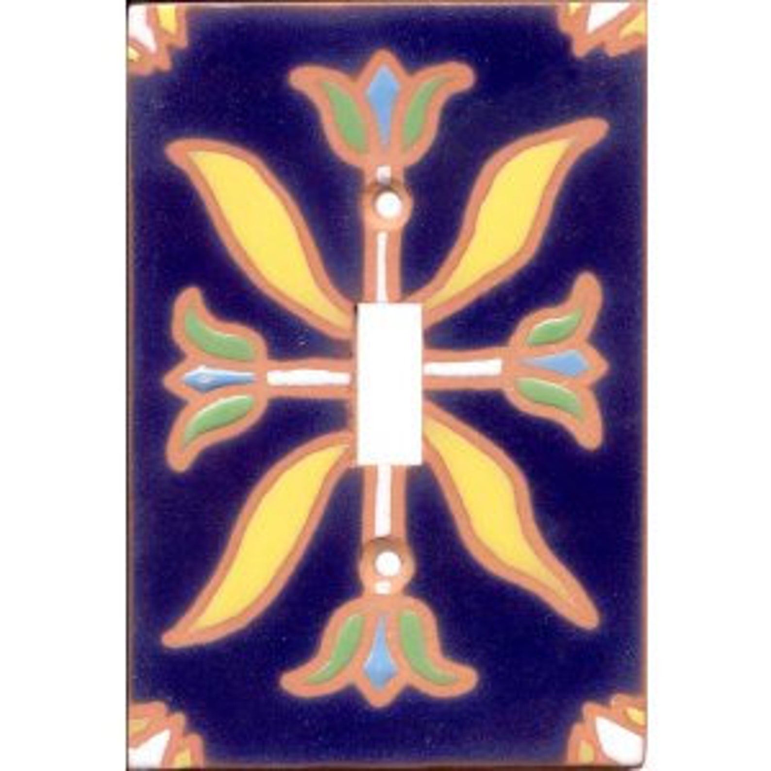 Light Switch Cover, Switch Plates, Spanish Flavor Blue Flower, Toggle ...