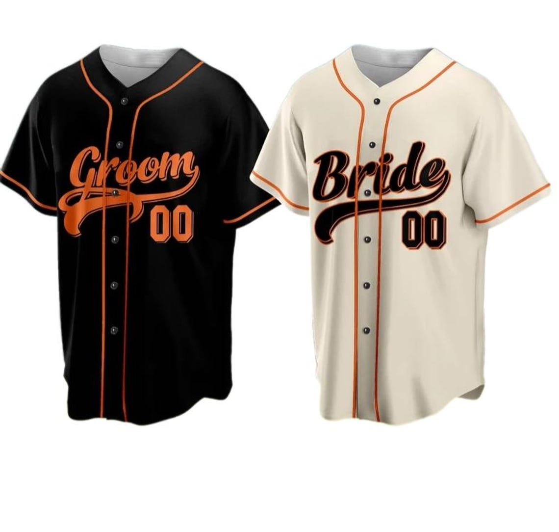 Personalized Groom and Bride Baseball Jersey, Custom Matching Couple ...